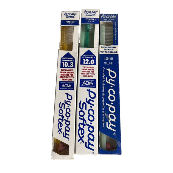 Bath | Vintage Pycopay 3 Row Nylon Soft Toothbrush 13 120 Yellow Green ...